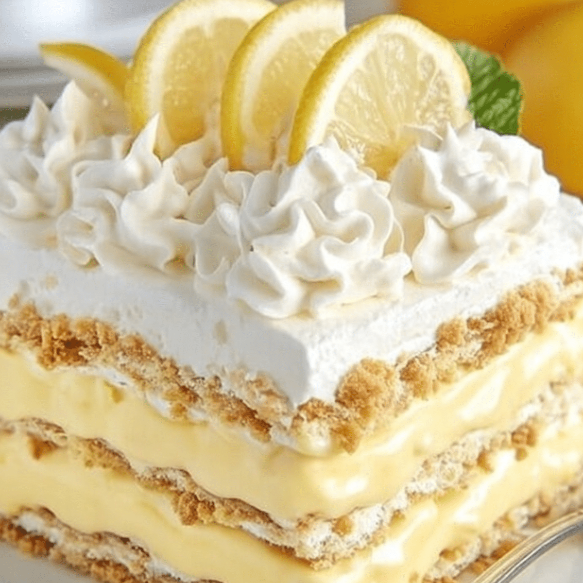 No-Bake Lemon Éclair Cake - Easy & Refreshing Dessert - The Sisters Cooking