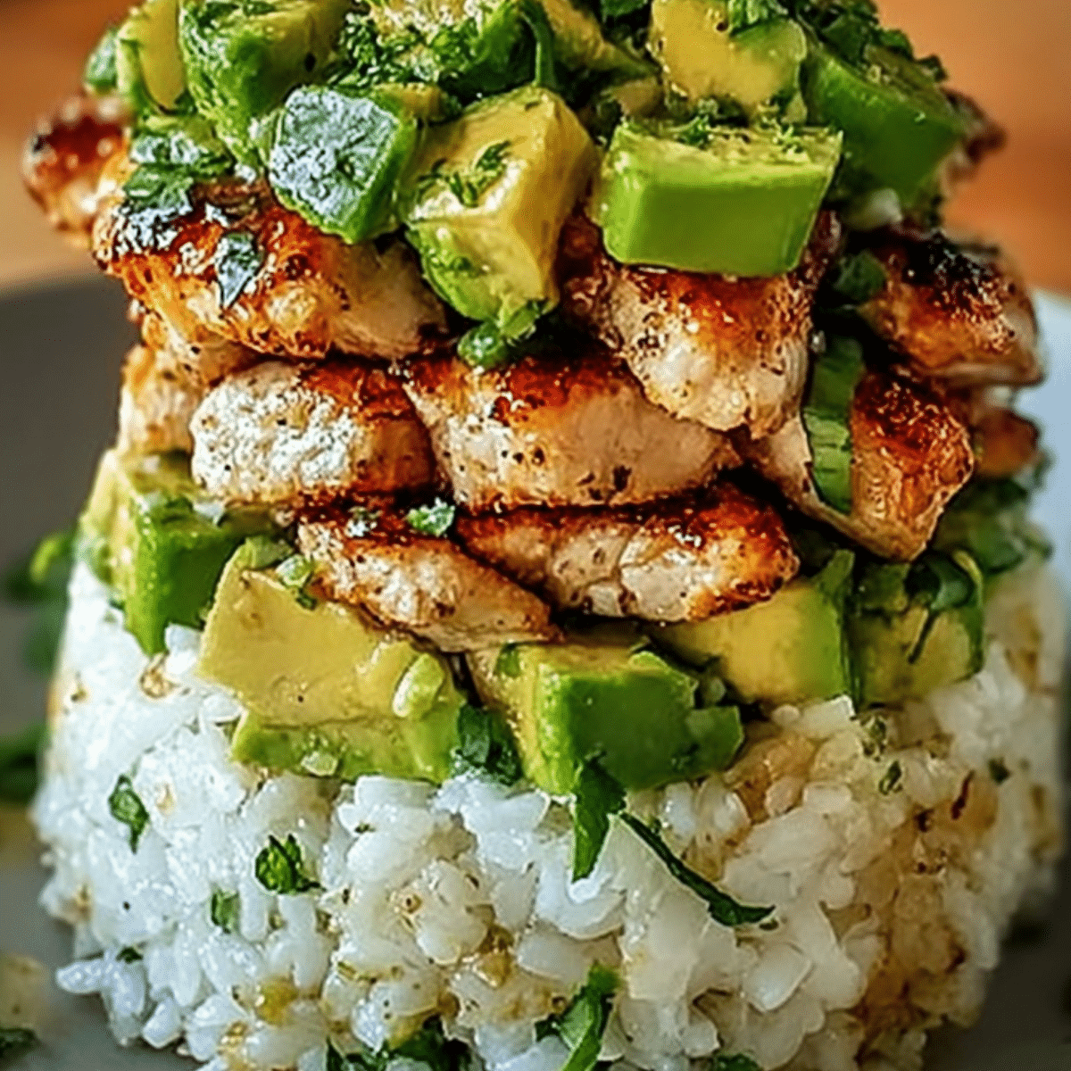 Honey Lime Chicken & Avocado Rice Stack – Easy Recipe - The Sisters Cooking