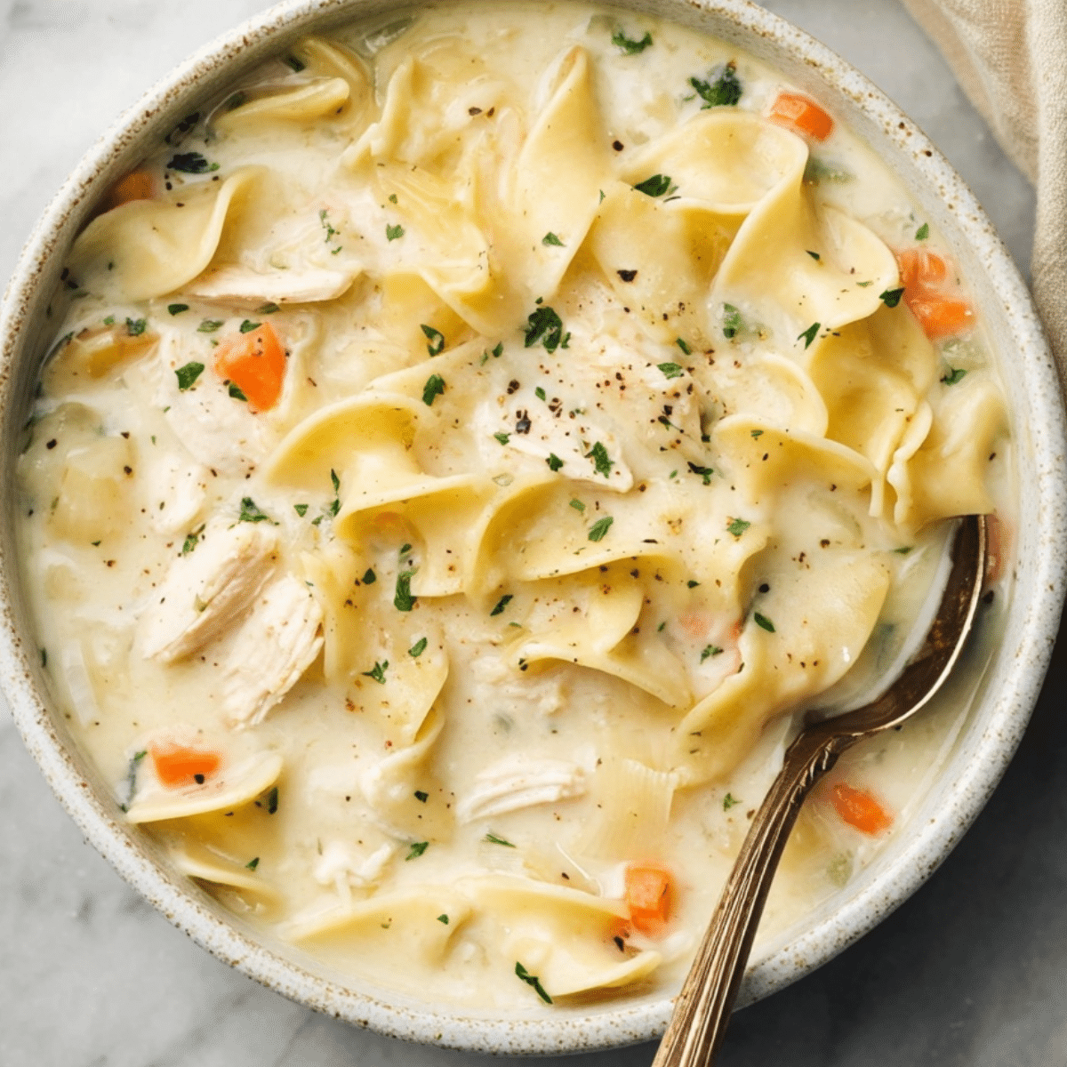 Creamy Chicken Noodle Soup – Easy & Delicious - The Sisters Cooking