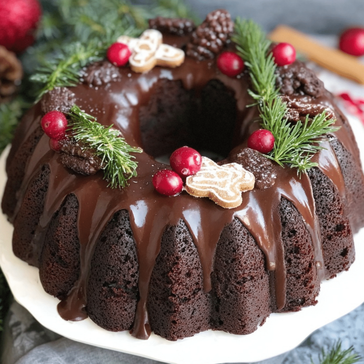 Gingerbread Chocolate Bundt Cake Christmas Wreath – Perfect Holiday ...