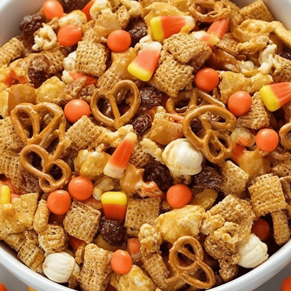 Scarecrow Crunch Snack Mix – Easy Fall Snack Recipe - The Sisters Cooking