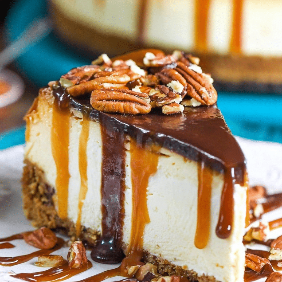 Turtle Cheesecake: Easy Delicious Dessert - The Sisters Cooking