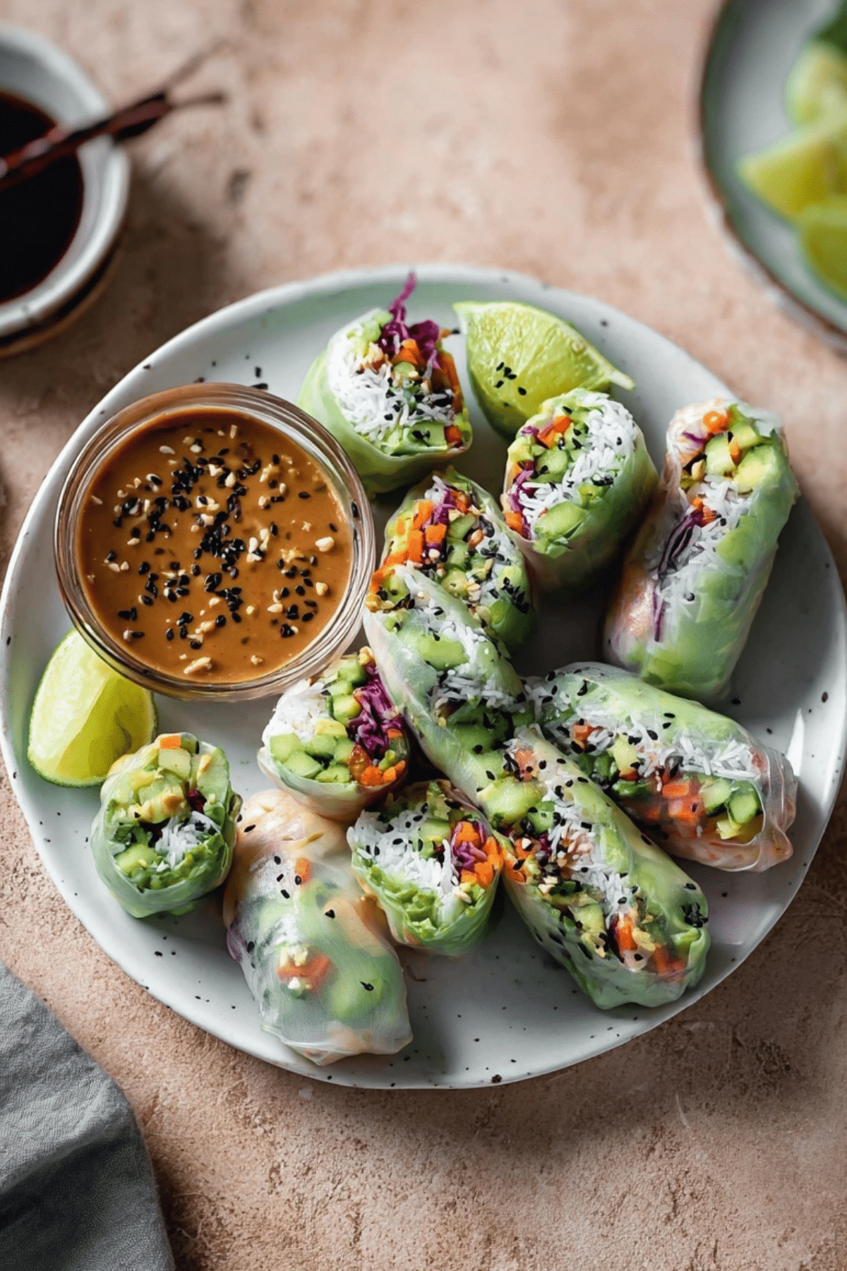 Vegan Rice Paper Rolls with Spicy Peanut Sauce – Easy & Delicious - The ...