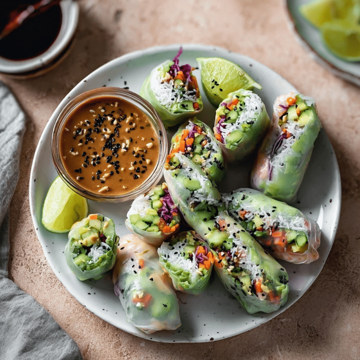 Vegan Rice Paper Rolls with Spicy Peanut Sauce – Easy & Delicious - The ...